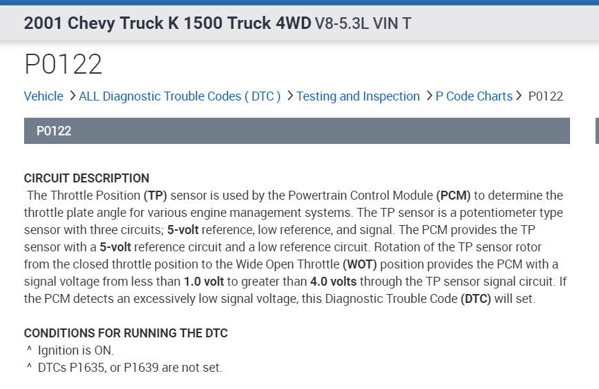 P0122 Code: I Have a Engine Check Light P0122, Which Is the ...