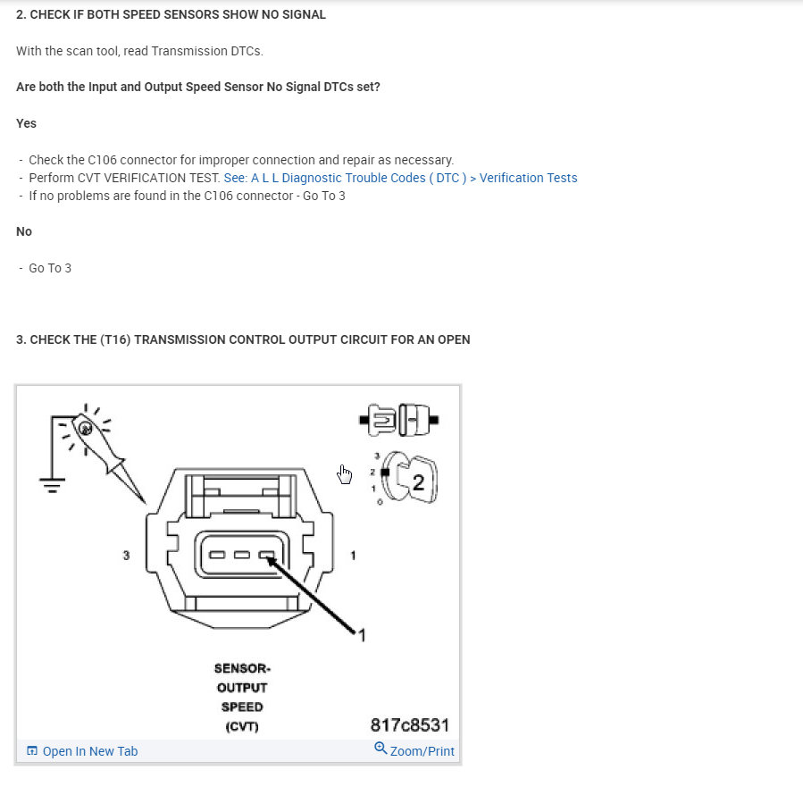 Location of Speed Sensors: Transmission Will Not Shift. Code P0722...