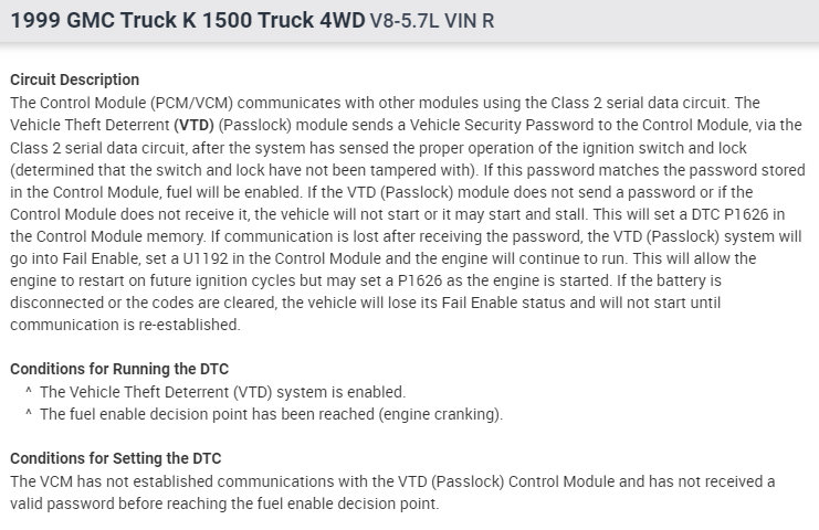 Will Not Start, Code P1626: Scan Tool Identifies Anti Theft Fuel ...