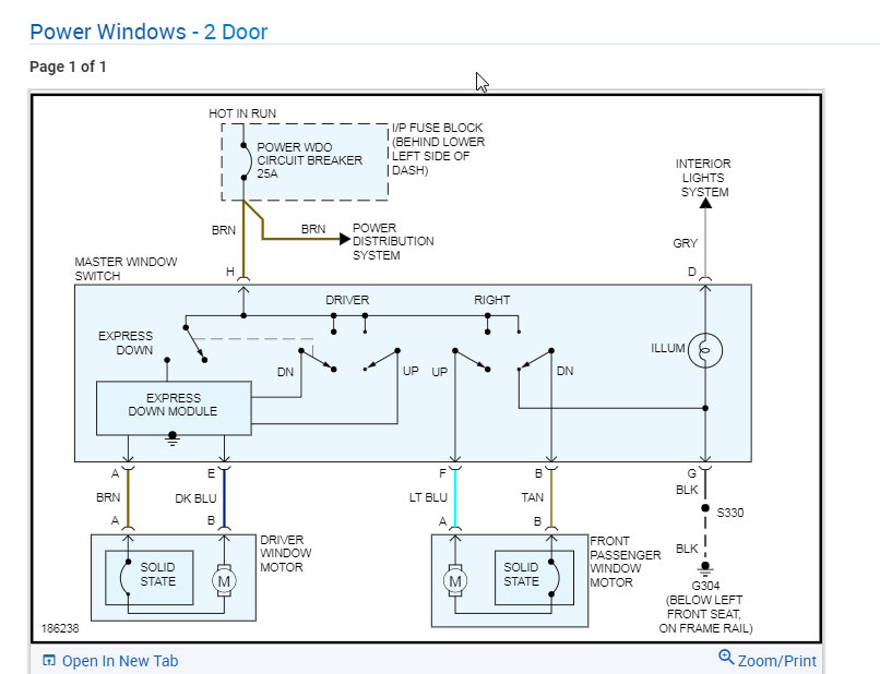 Power Window Diagram: 2 Door Center Console Mounted Window Switch...