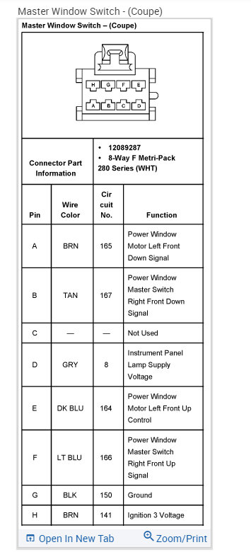 Power Window Diagram: 2 Door Center Console Mounted Window Switch...