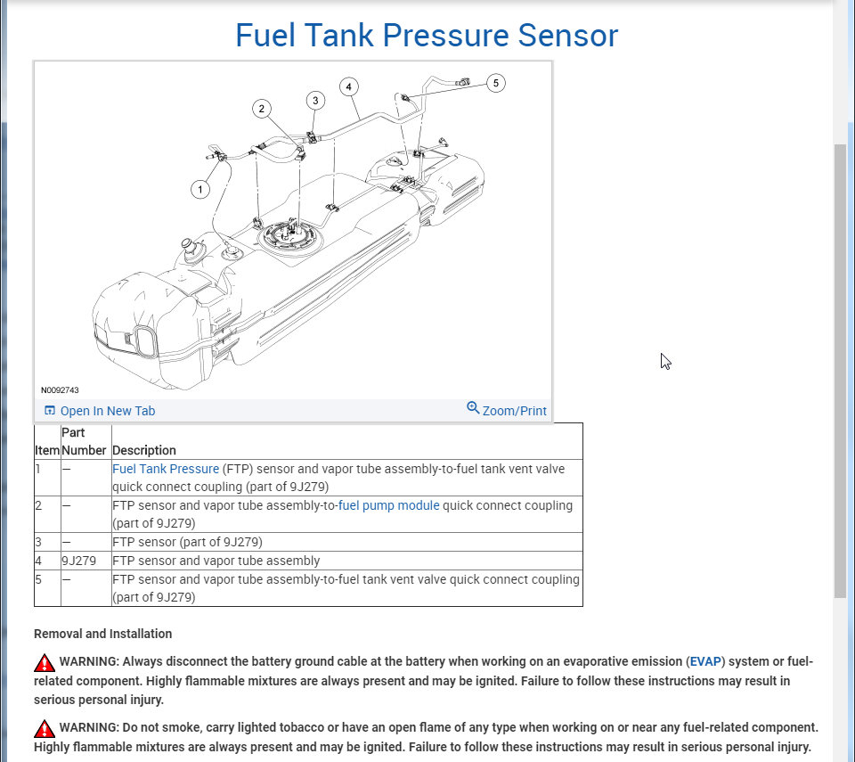 Fuel Tank Pressure Sensor Location for Replacement