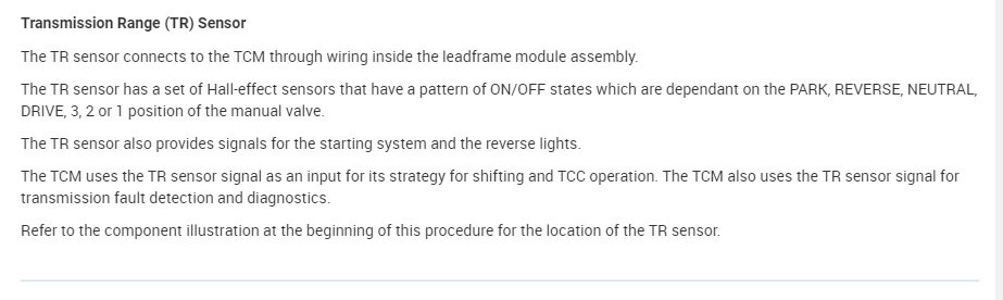 Digital Transmission Range Sensor Location: Hi Folks, Occasionally...