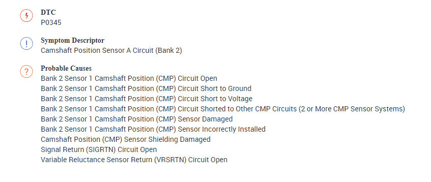 Codes P0345 and P0349, Camshaft Position Sensor a Bank 2 Location?