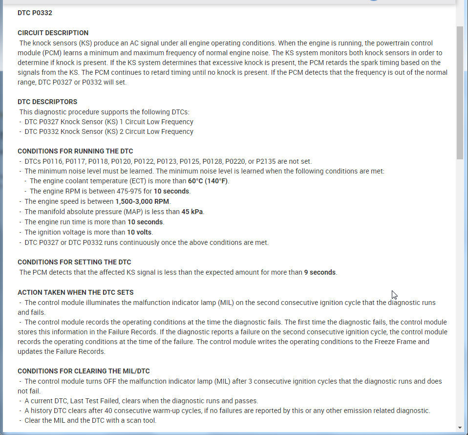 P0332 Knock Sensor 2 Circuit Low Input? Location?