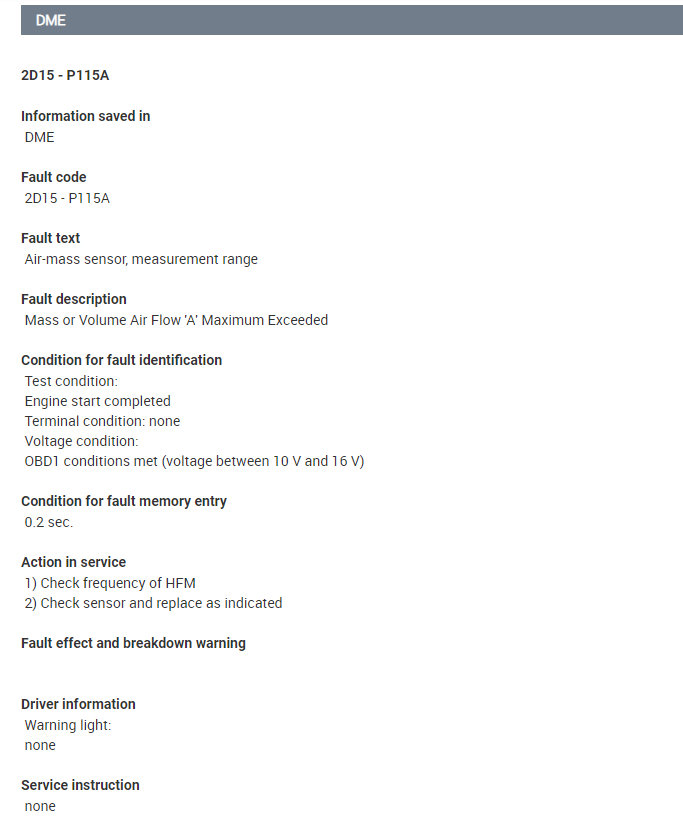 Codes P0101 and P115C: so I Drive the Vehicle Listed Above (N47).