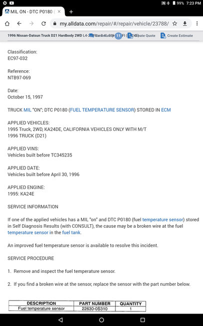 Shuts Off While Driving, Code P0180, Fuel Temperature Sensor