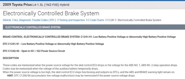 Code C1241: I See This Code on so Many Toyotas, Usually if It Is ...
