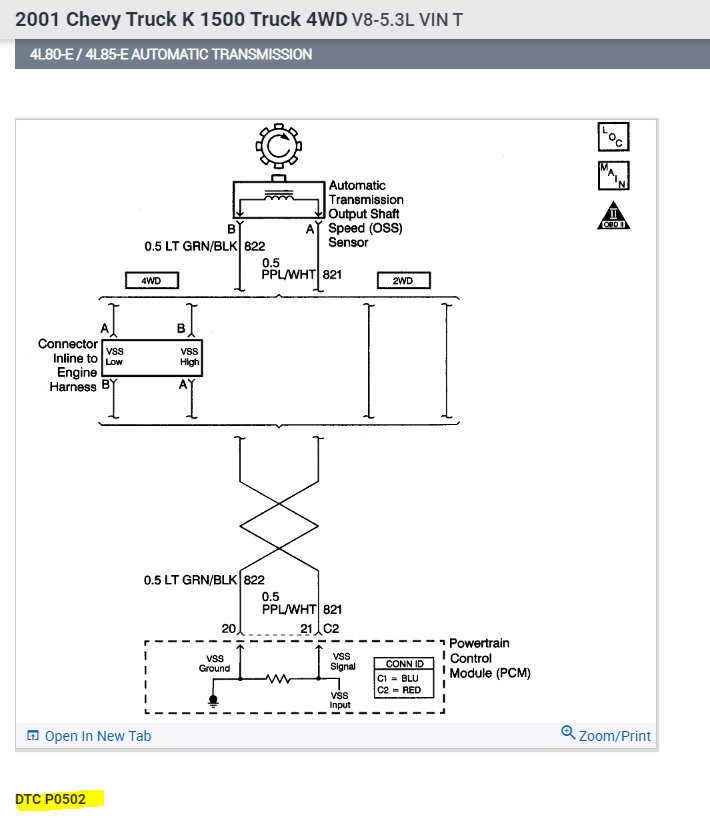 Code P0502, VSS Wire Replacing Schematic Needed