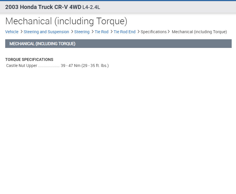 Front Suspension Torque Specs Needed: Need Outer Tie Rod Torque ...