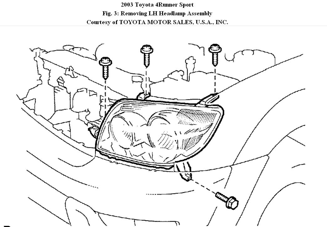 Headlight Assy: How to Remove Headlight Assembly, 2003 4 Runner