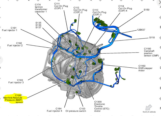 Codes P106 and P108, Where Is the MAP Sensor Located?