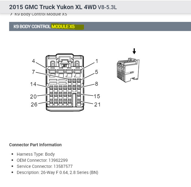 Wiring Diagram for the Body Control Module Pin Needed?