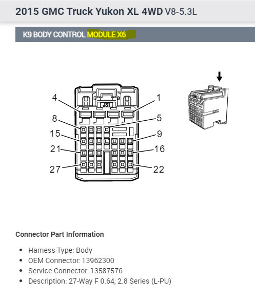 Wiring Diagram for the Body Control Module Pin Needed?