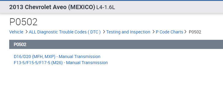 Code P0502, Vehicle Speed Sensor "a" Low, Hold Warning Light ...