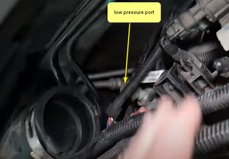Where Is the A/C Low-pressure A/C Recharge Port Located?