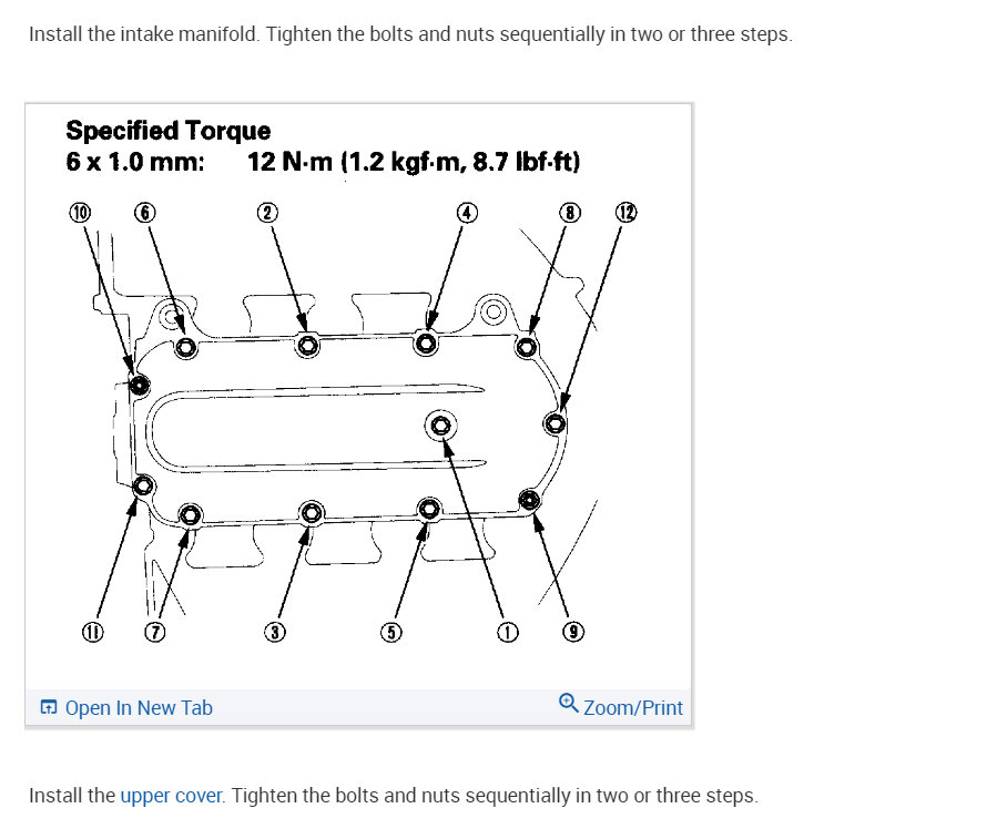 Torque Sequence and Specs for Lower Intake Manifold, Intake Plenum...