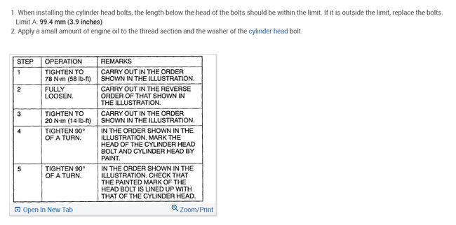 What Are the Cylinder Head Bolt Torque Specifications?