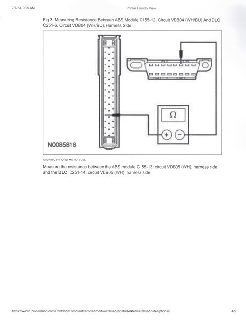 Code U0028, Pinout for PCM/ECU and the ABS Pump Needed?