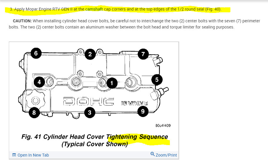 Valve Cover, What Is the Correct Sequence to Tighten the Bolts?