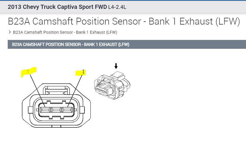 Wiring Diagram for the Exhaust Cam Shaft Position Sensor Pins ...