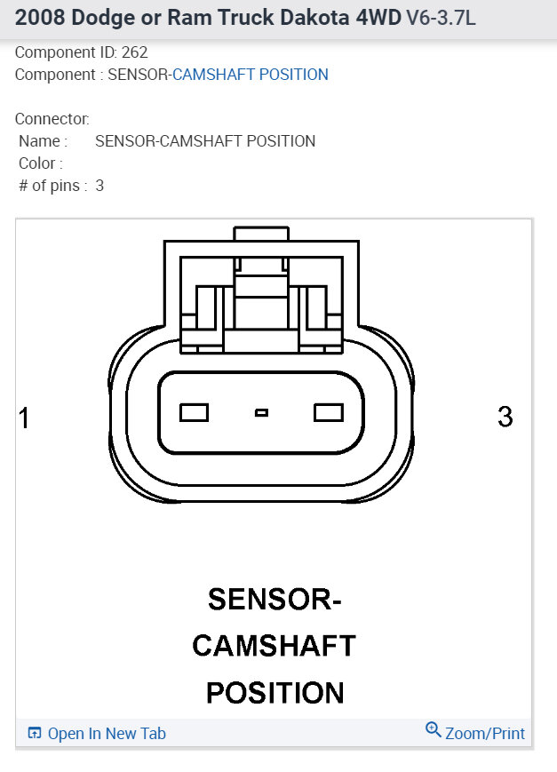 Camshaft Position Sensor Color Code of Wiring Diagram Needed?